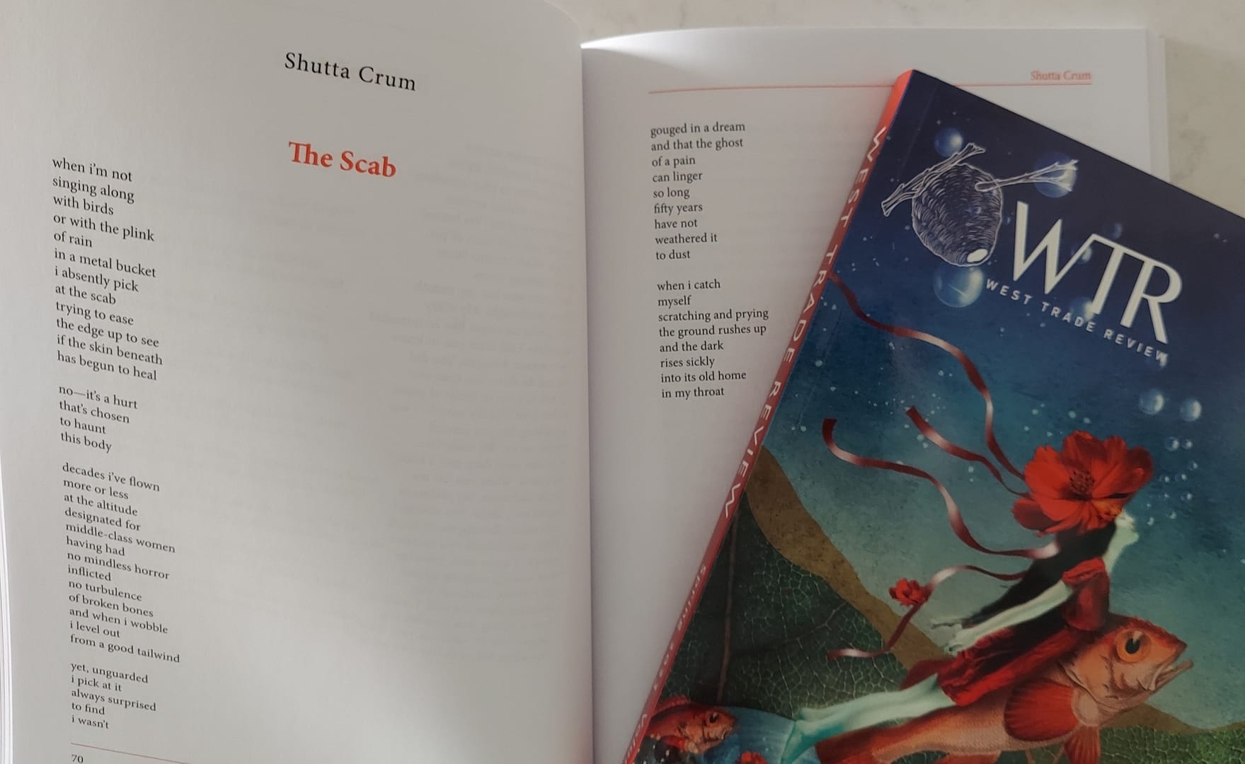 The Scab, a poem, by Shutta Crum published in the West Trade Review | Shutta Crum